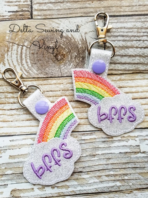 Rainbow BFF Keychain Rainbow Key Fob BFF Keychain Set | Etsy
