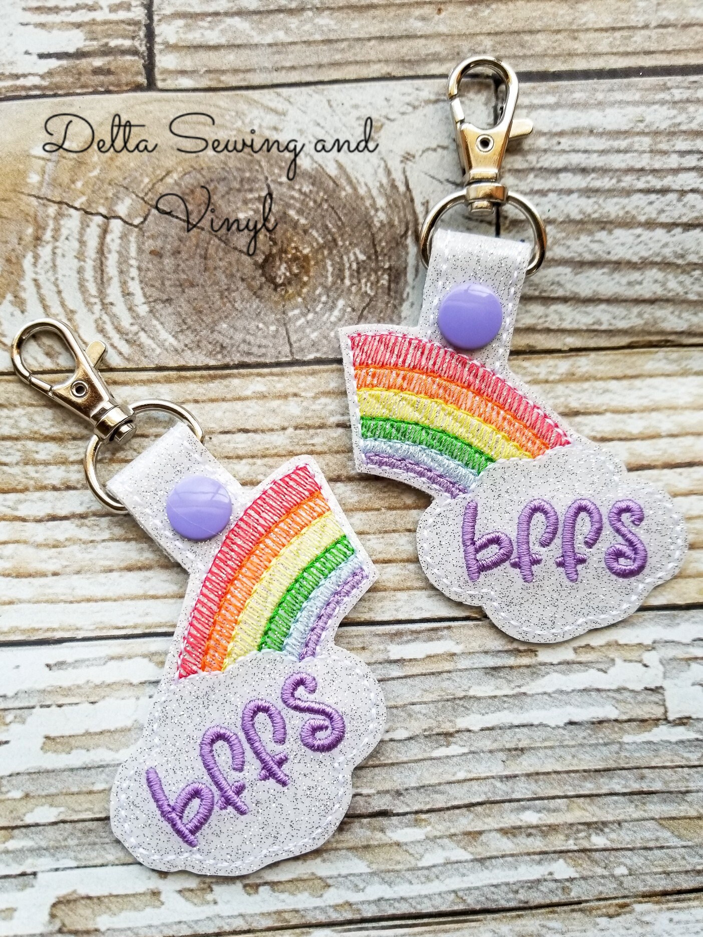 Rainbow BFF Keychain Rainbow Key Fob BFF Keychain Set | Etsy