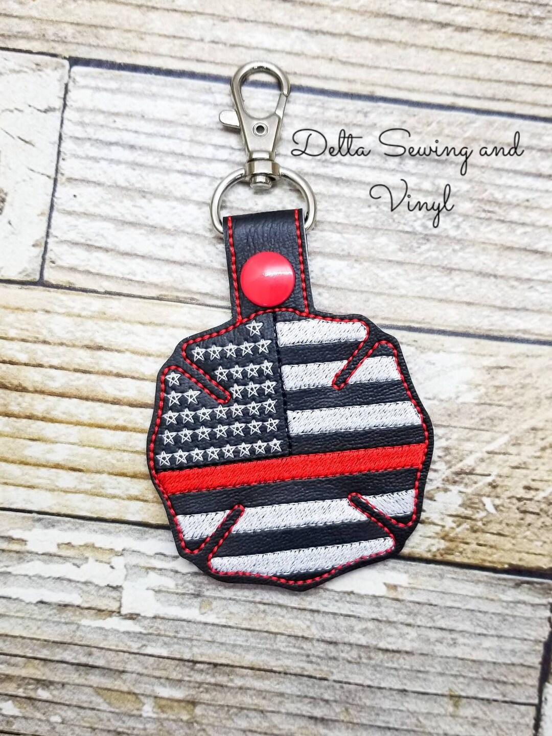 Firefighter Keychain, Fireman's Cross Keychain, Red Line Key Fob, Gift ...
