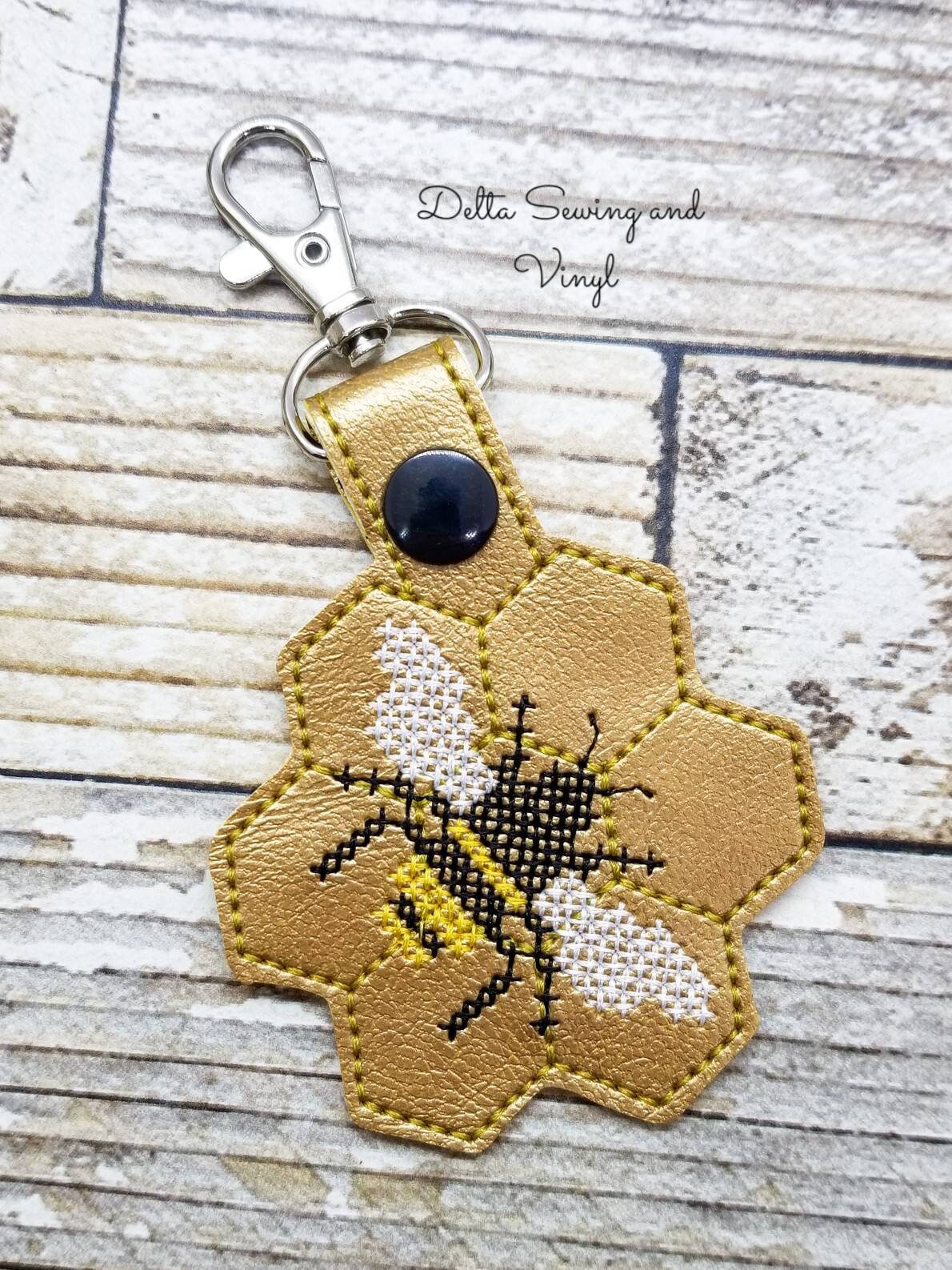 Honeybee Keychain, Honeycomb Key Fob, Bee Charm, Bee Zipper Pull, Bee ...