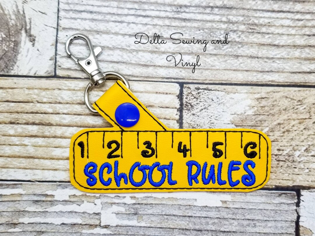 School Rules Keychain, Ruler Key Fob, Teacher Zipper Pull, Teacher Gift ...