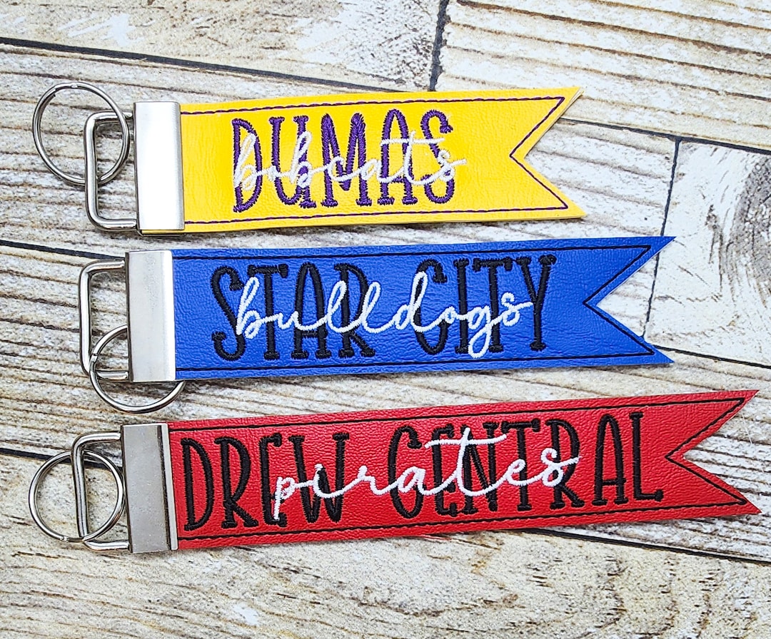 Town and Mascot Key Fob, High School Sports Keychain, School Spirit ...