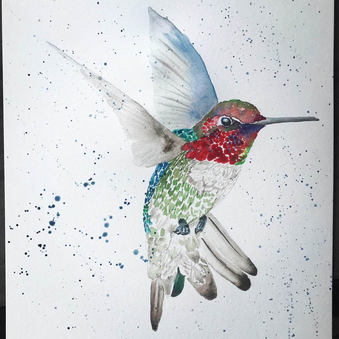 Colorful Hummingbird Watercolor Print - Etsy