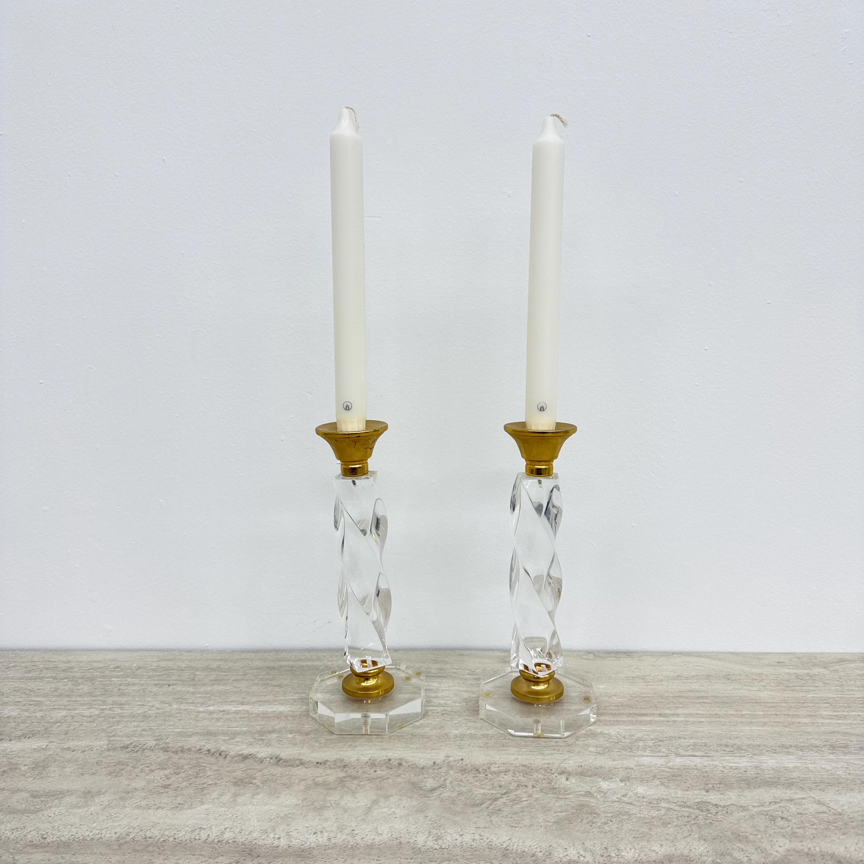 Set of 2 Lucite Twisted Candle Sticks. 1970's - Etsy