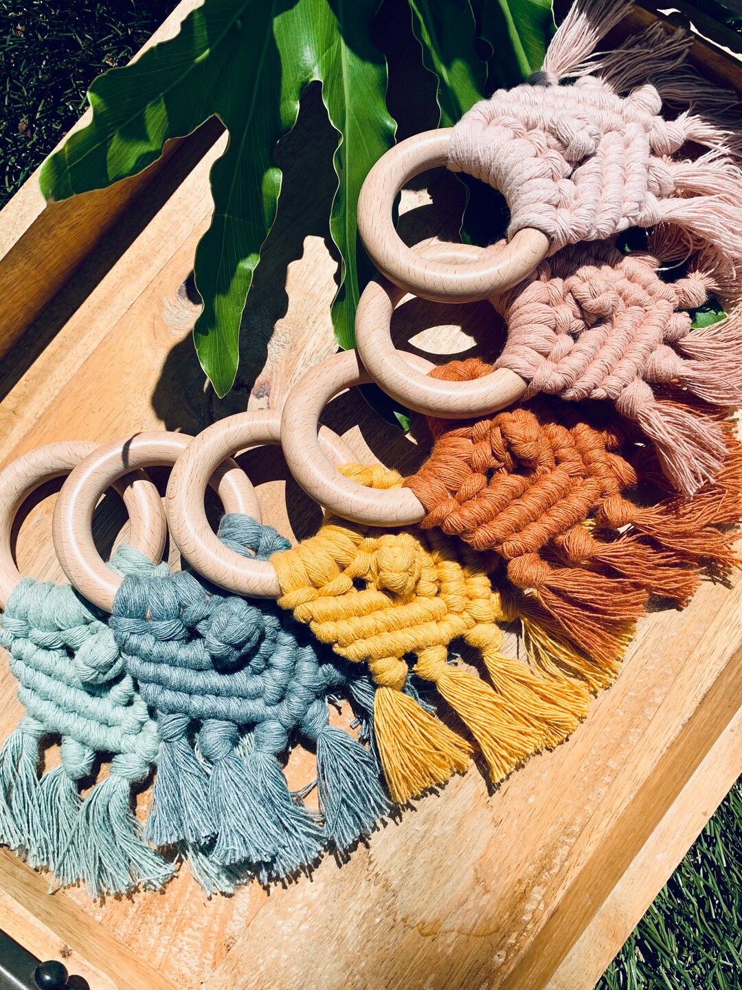 Boho Macrame Teether | Wood Macrame Teething Ring | Teething Toy ...