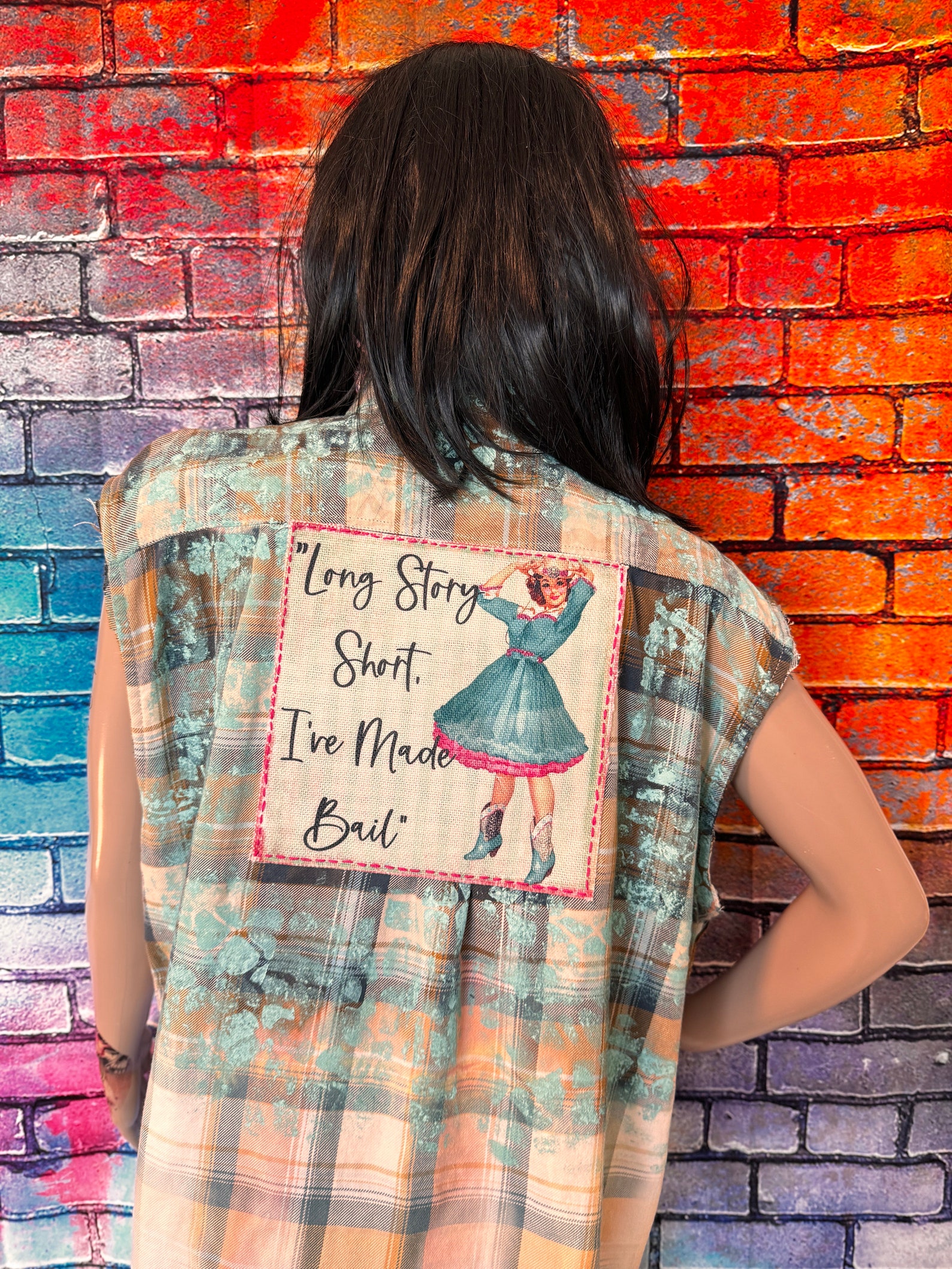 Painted Vest Flannel With Back Patch Size Large - Etsy