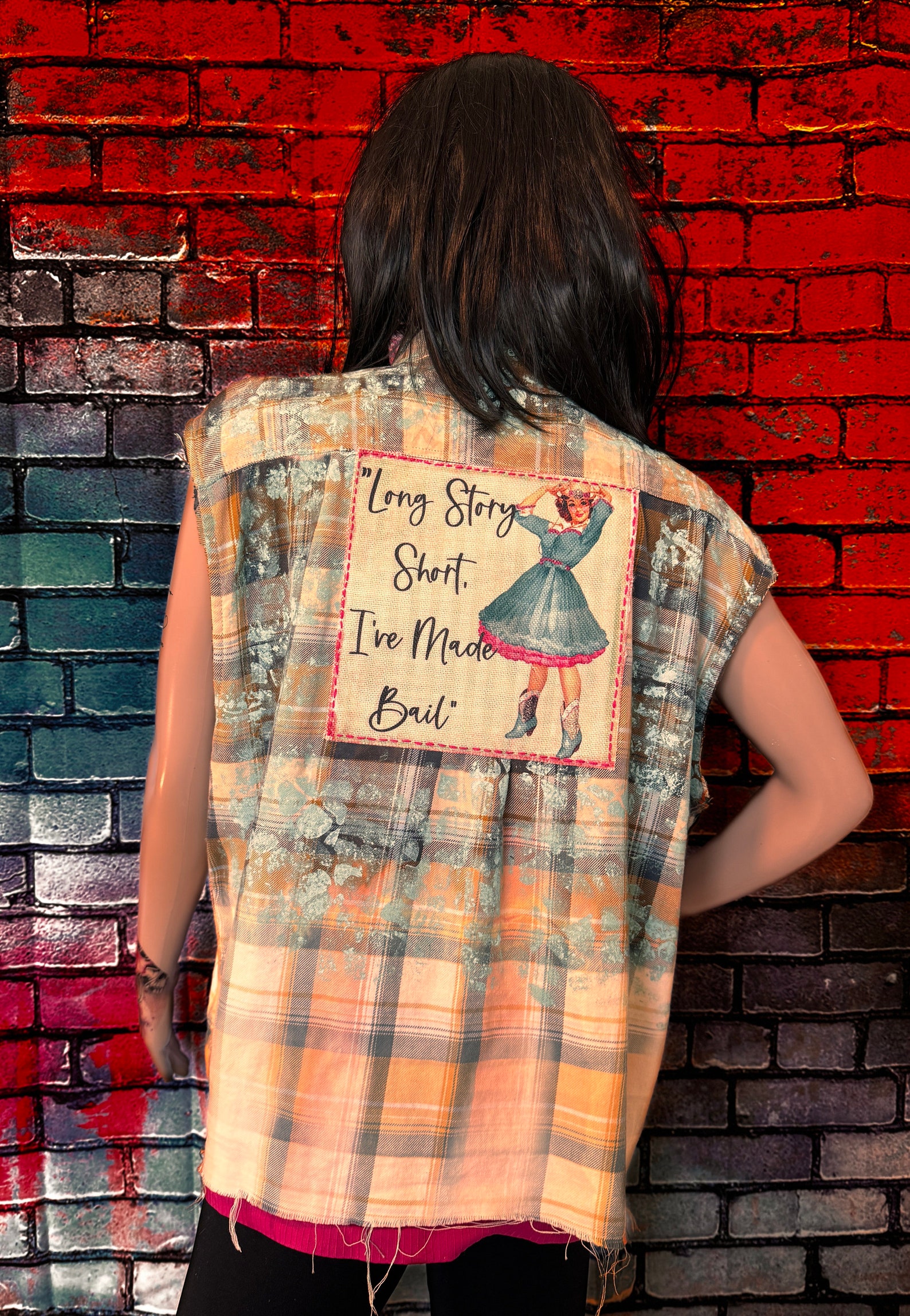 Painted Vest Flannel With Back Patch Size Large - Etsy