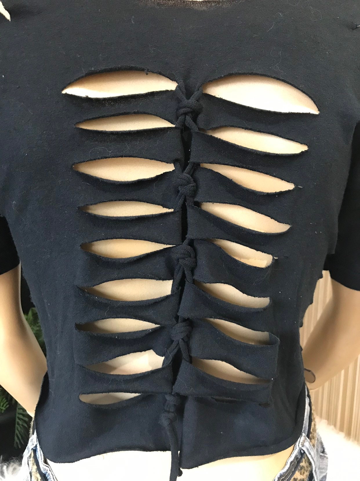 Shredded Cropped Zombie T-shirt - Etsy