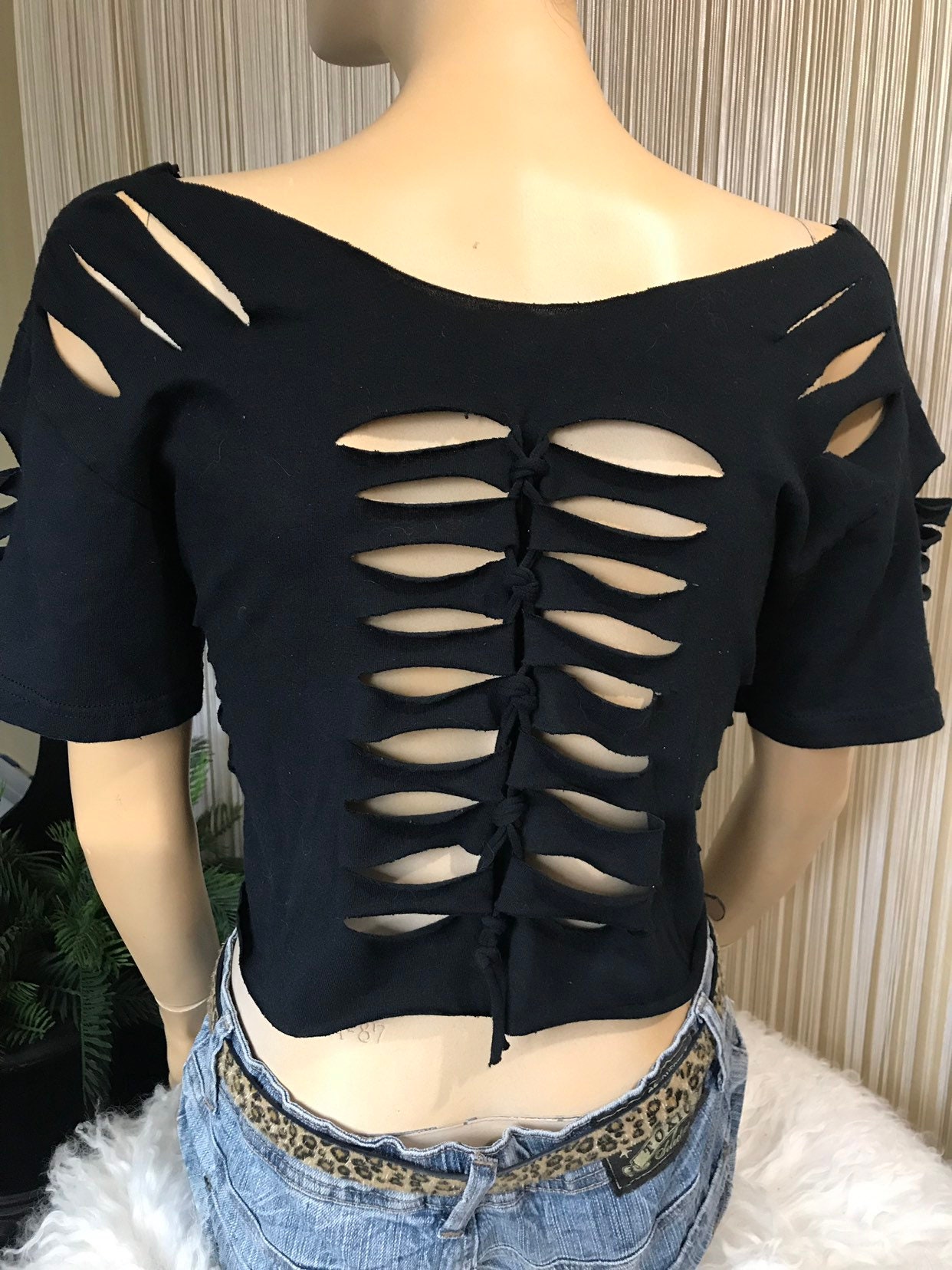 Shredded Cropped Zombie T-shirt - Etsy