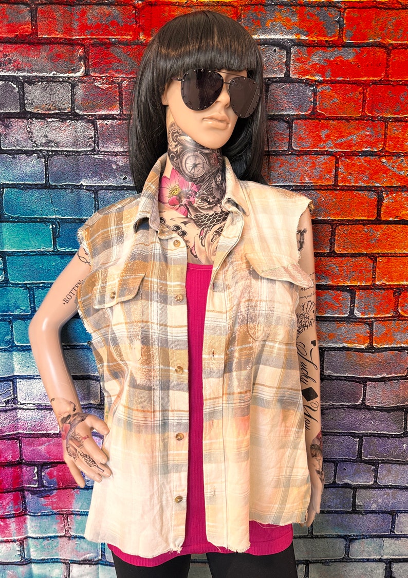 Painted Vest Flannel With Back Patch Size Large - Etsy