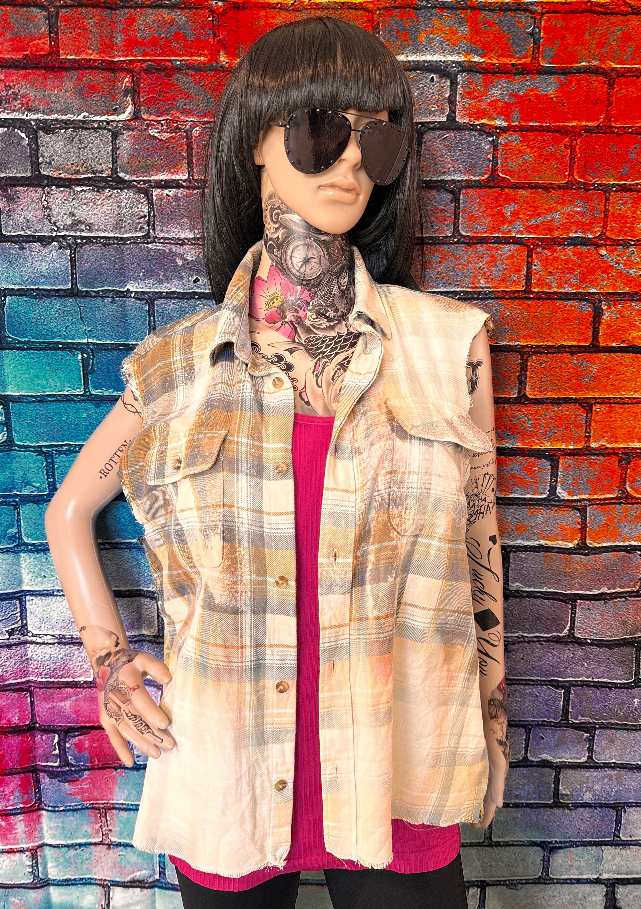 Painted Vest Flannel With Back Patch Size Large - Etsy