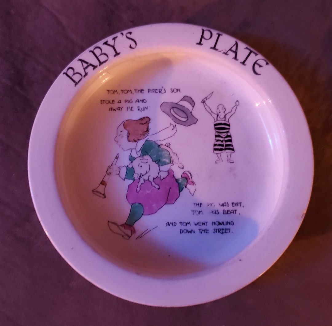 Vintage English F. Winkle & Co. Ltd. Whieldon Ware Baby's Plate, Tom ...