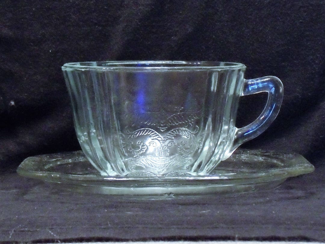 Recollection (reproduction Depression Glass) Crystal Cup and Saucer - Etsy