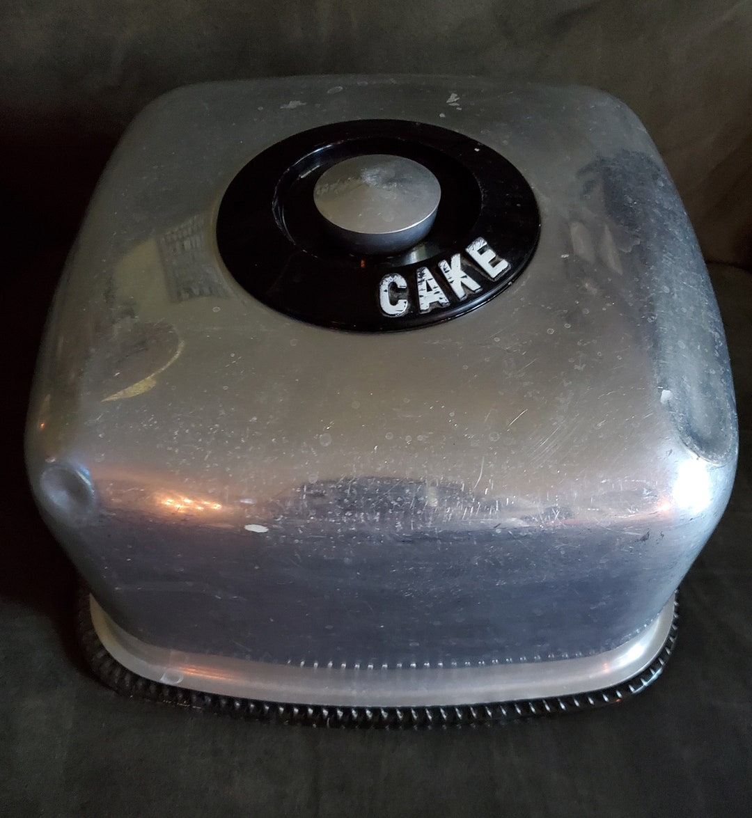 Rare Vintage Square Kromex Cake Plate With Glass Base and Aluminum ...