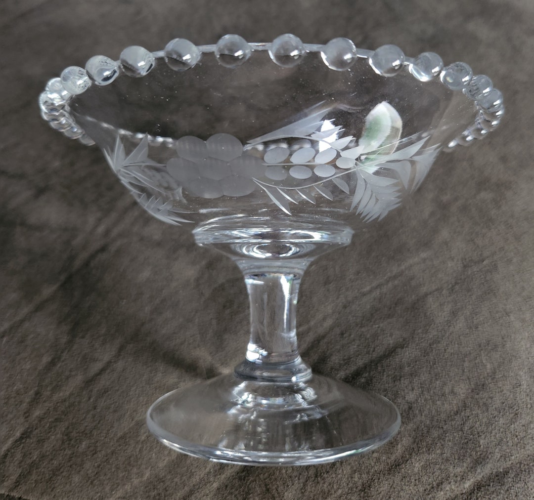 1940s Vintage Imperial Glass Candlewick Etched Compote - Etsy