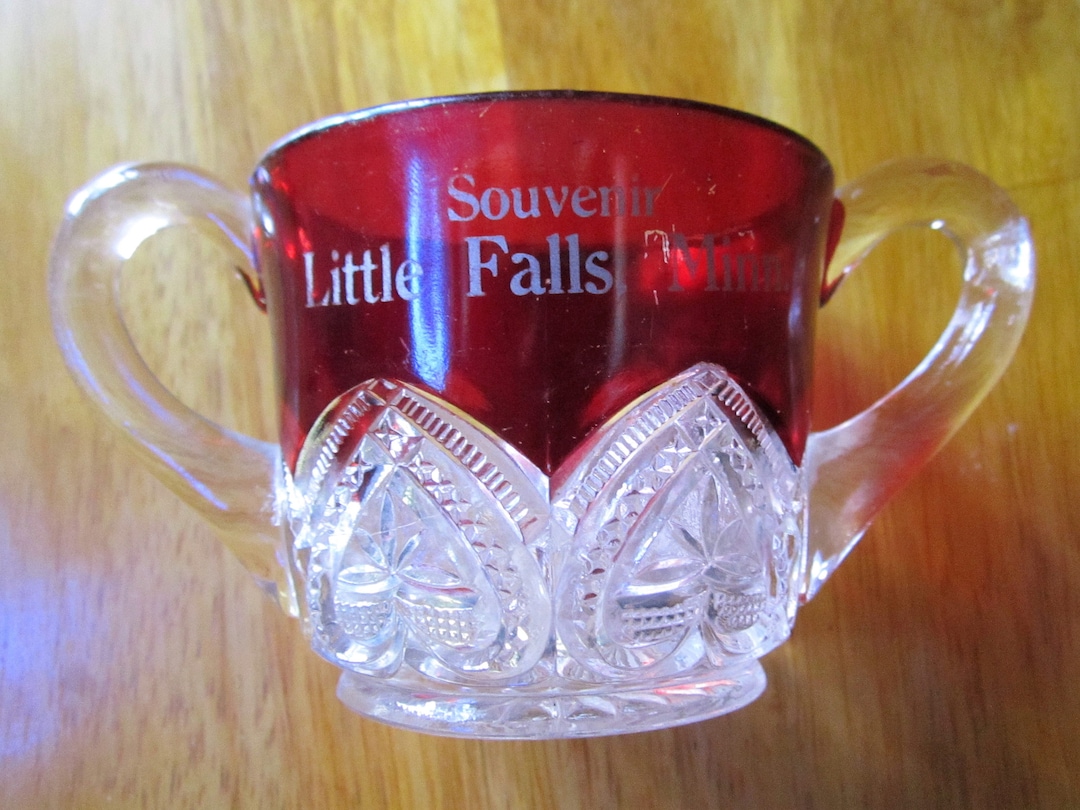 Vintage Flash Red Souvenir Sugar Bowl From Little Falls, Minnesota - Etsy