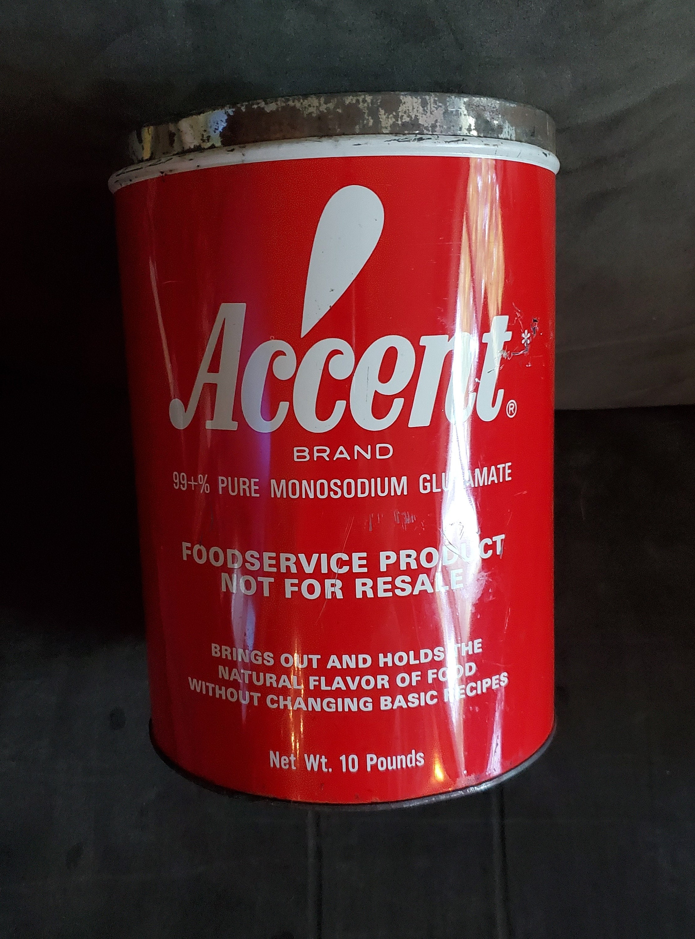 Vintage 1963 10-lb Accent MSG lata - Etsy España