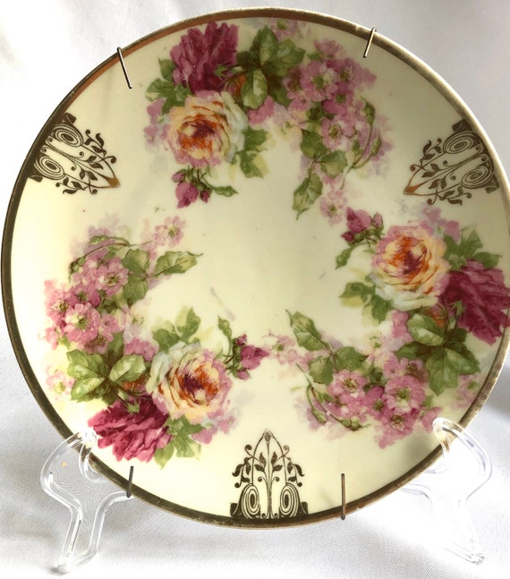 Three Crown China Germany Rose Pattern Gold Trim Plate 8 | Etsy