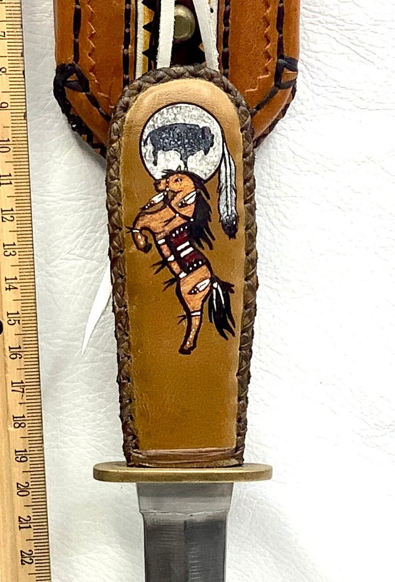 Custom Dagger Horse Knife, Hand Made Bison Leather Sheath, Native ...