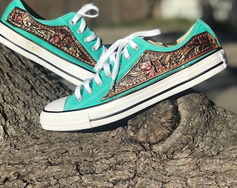 Tooled leather shoes | Etsy