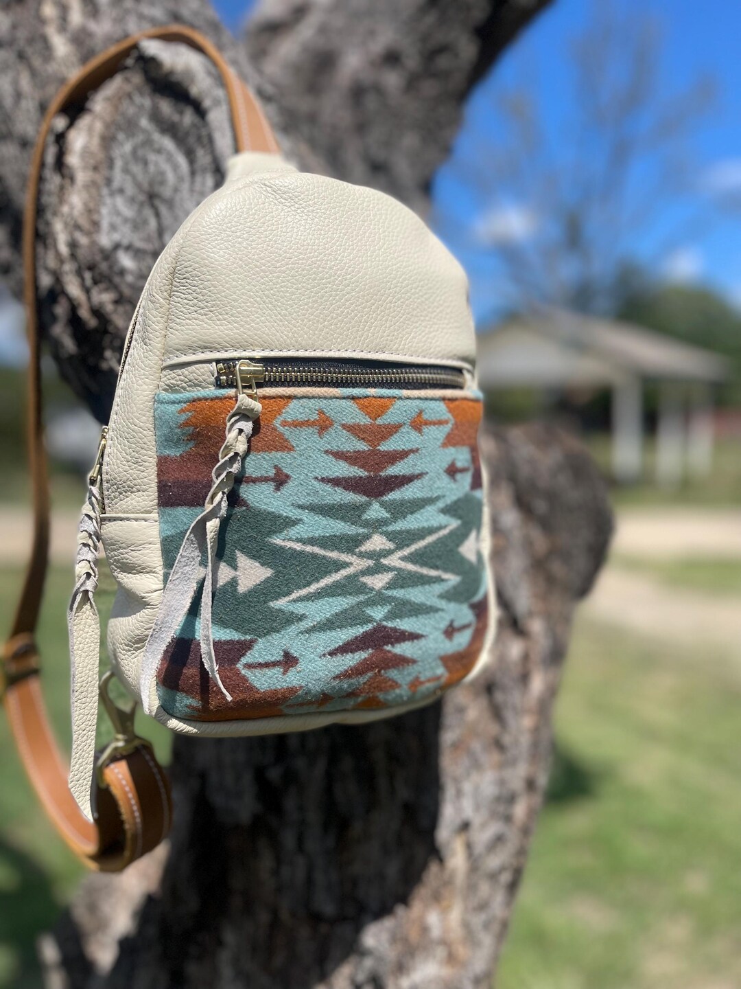 Pendleton and Leather Sling-back Backpack Purse - Etsy