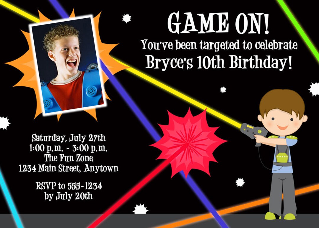 Laser Tag Printable Birthday Party Invitation Boy or Girl - Etsy