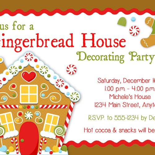 EDITABLE Gingerbread House Decorating Party Invitation | Etsy