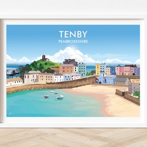 Tenby Wales Art Print, Tenby Harbour Painting, Tenby Pembrokeshire ...