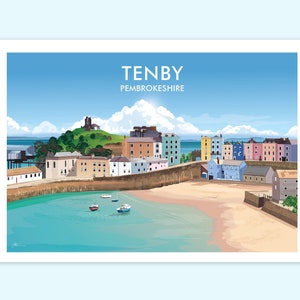 Tenby Wales Art Print, Tenby Harbour Painting, Tenby Pembrokeshire ...