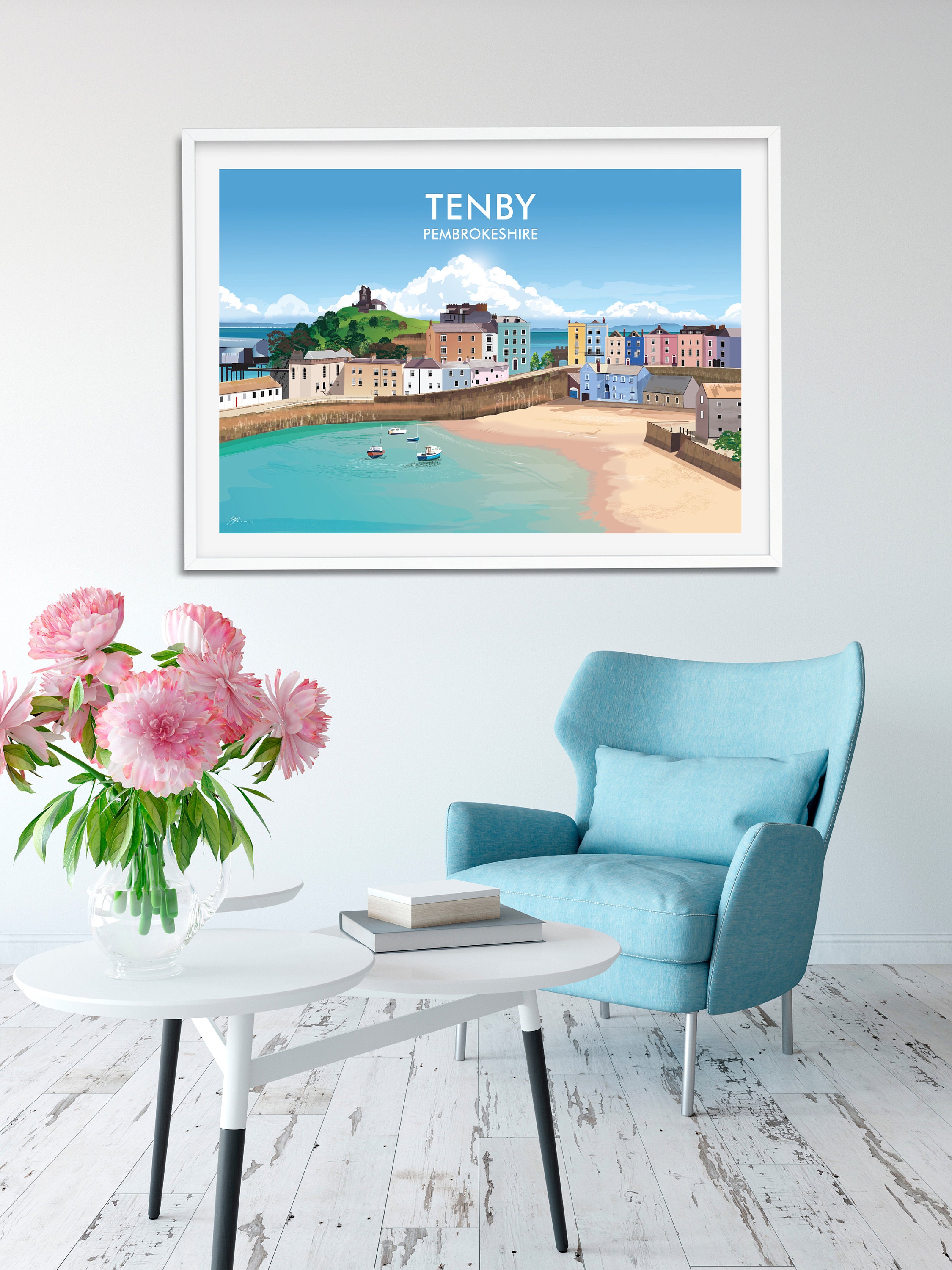 Tenby Wales Art Print Tenby Harbour Painting Tenby - Etsy UK