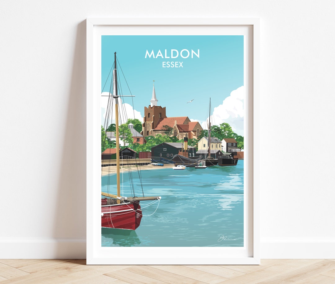 Maldon Essex Art Print: Retro Travel Poster, Signed - Etsy UK