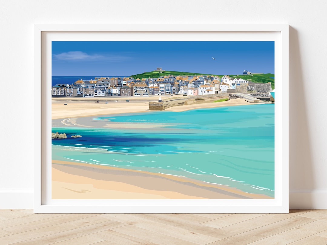 St Ives Harbour Print: Cornwall Coastal Art, Signed Illustration - Etsy UK