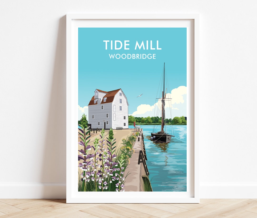 Woodbridge Tide Mill Painting, Suffolk Watermill Travel Poster, SIGNED ...