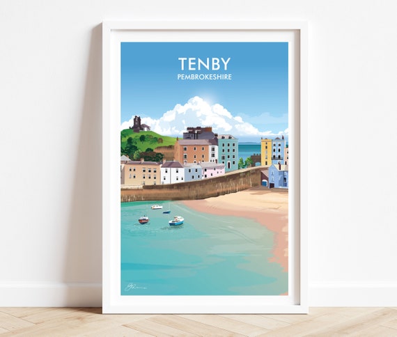 Tenby Harbour Art Print Tenby Landscape Painting - Etsy UK