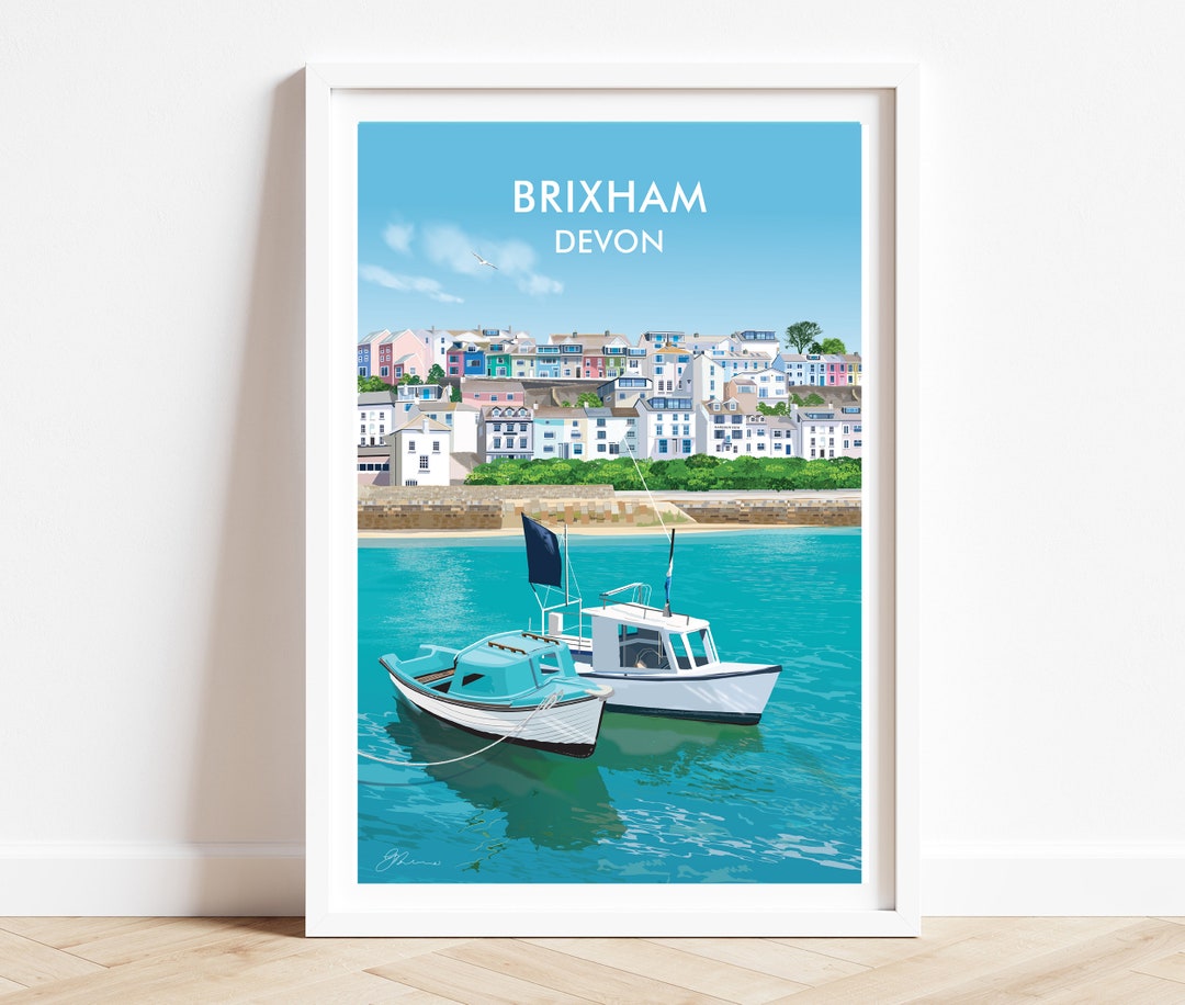 Brixham Print, Brixham Harbour Poster, Devon Travel Prints. SIGNED ...