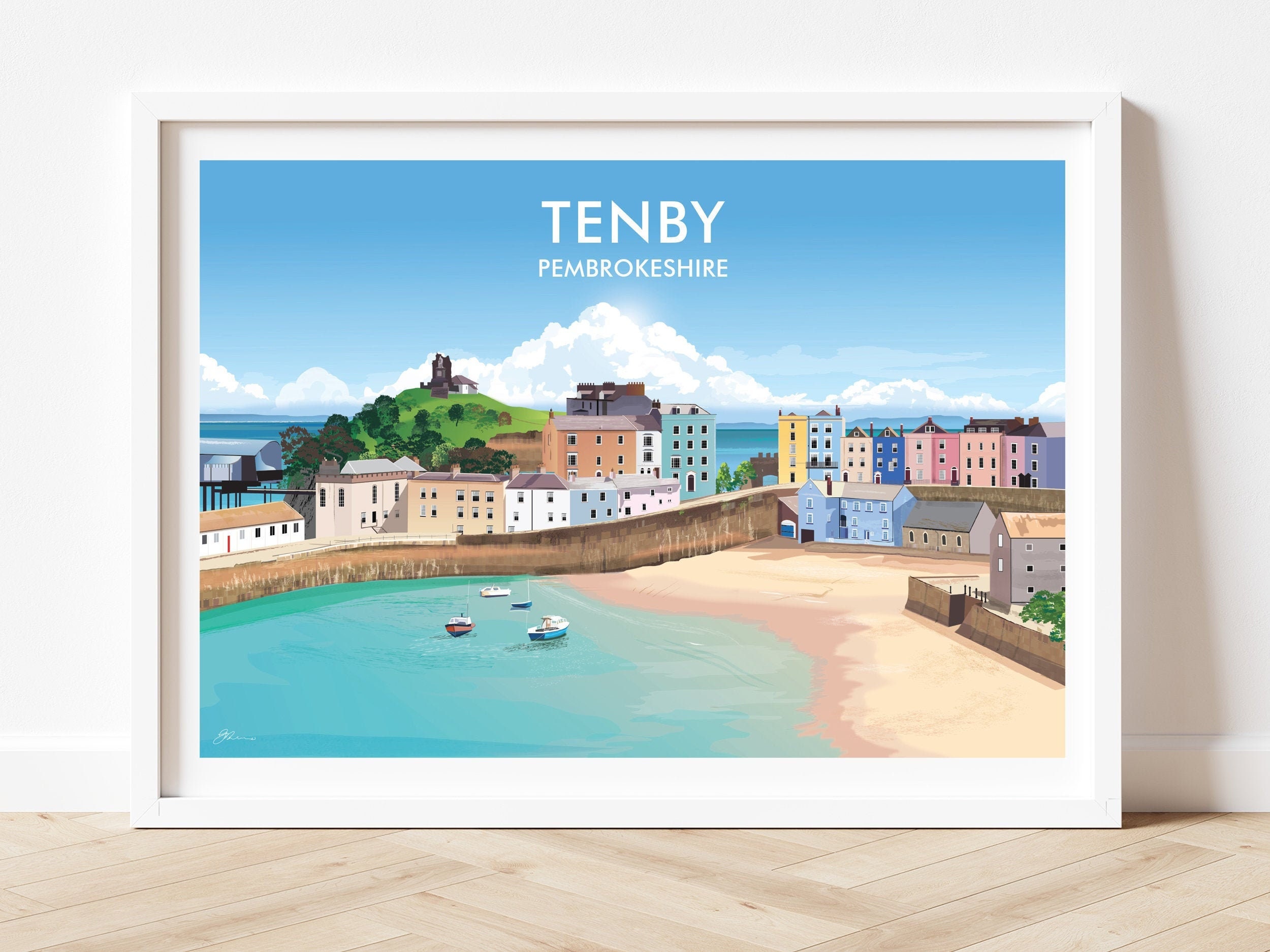 Tenby Wales Art Print, Tenby Harbour Painting, Tenby Pembrokeshire ...
