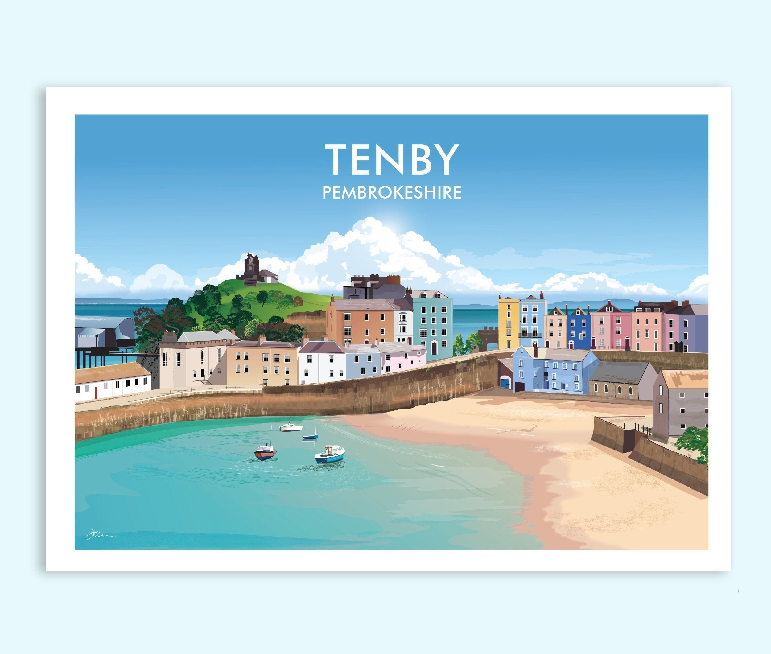 Tenby Wales Art Print Tenby Harbour Painting Tenby - Etsy UK