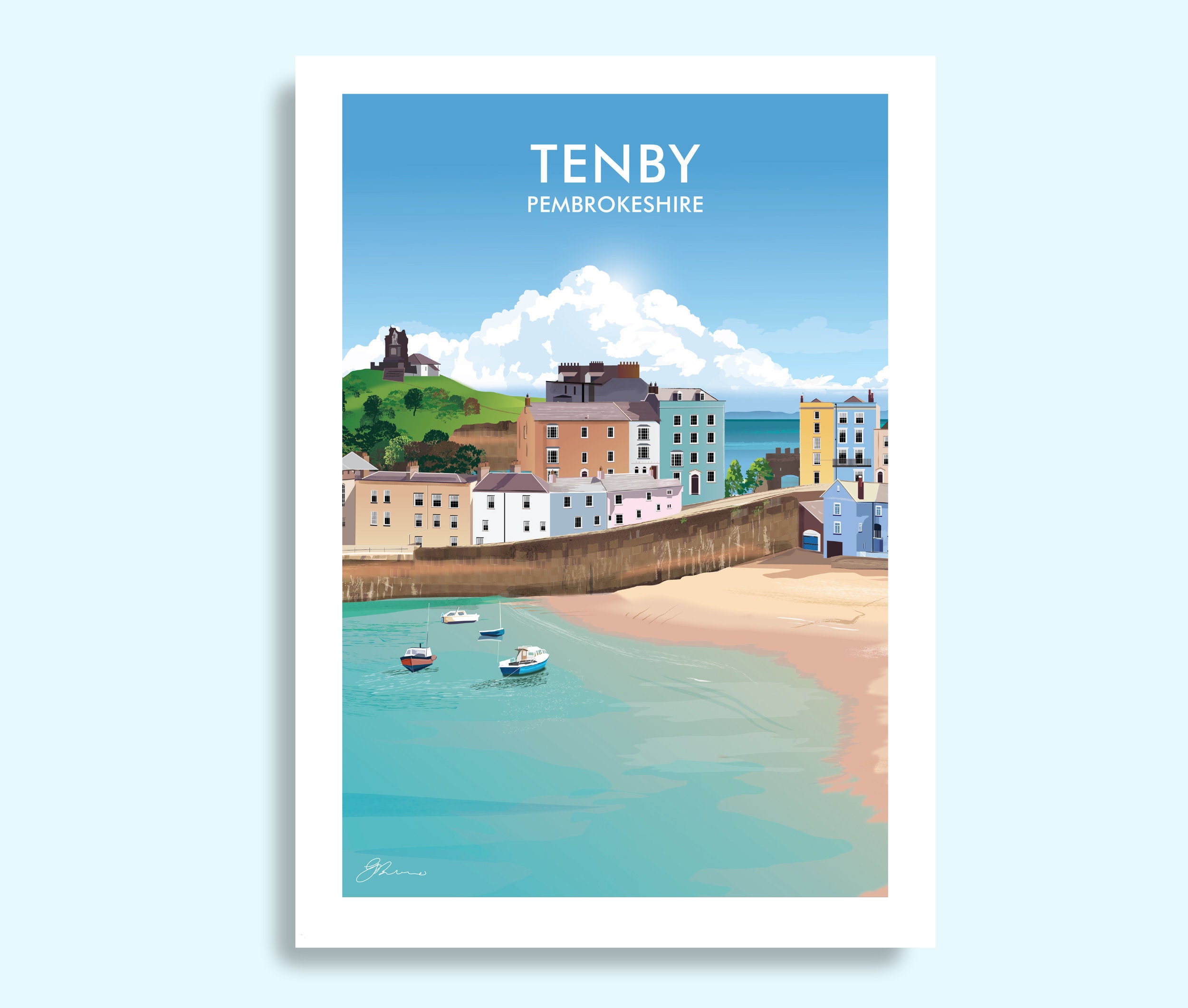 Tenby Harbour Art Print Tenby Landscape Painting - Etsy UK