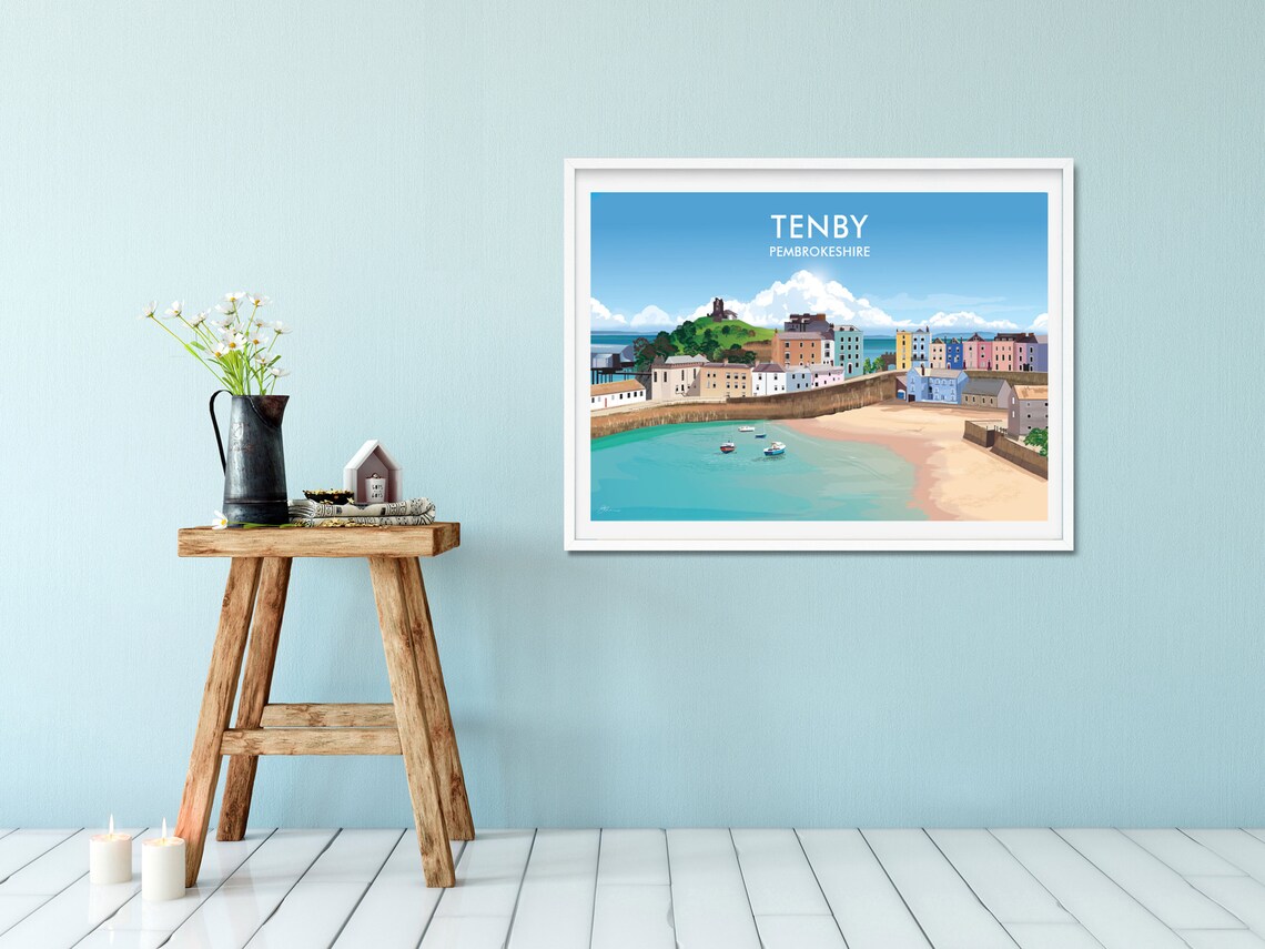 Tenby Wales Art Print Tenby Harbour Painting Tenby - Etsy UK