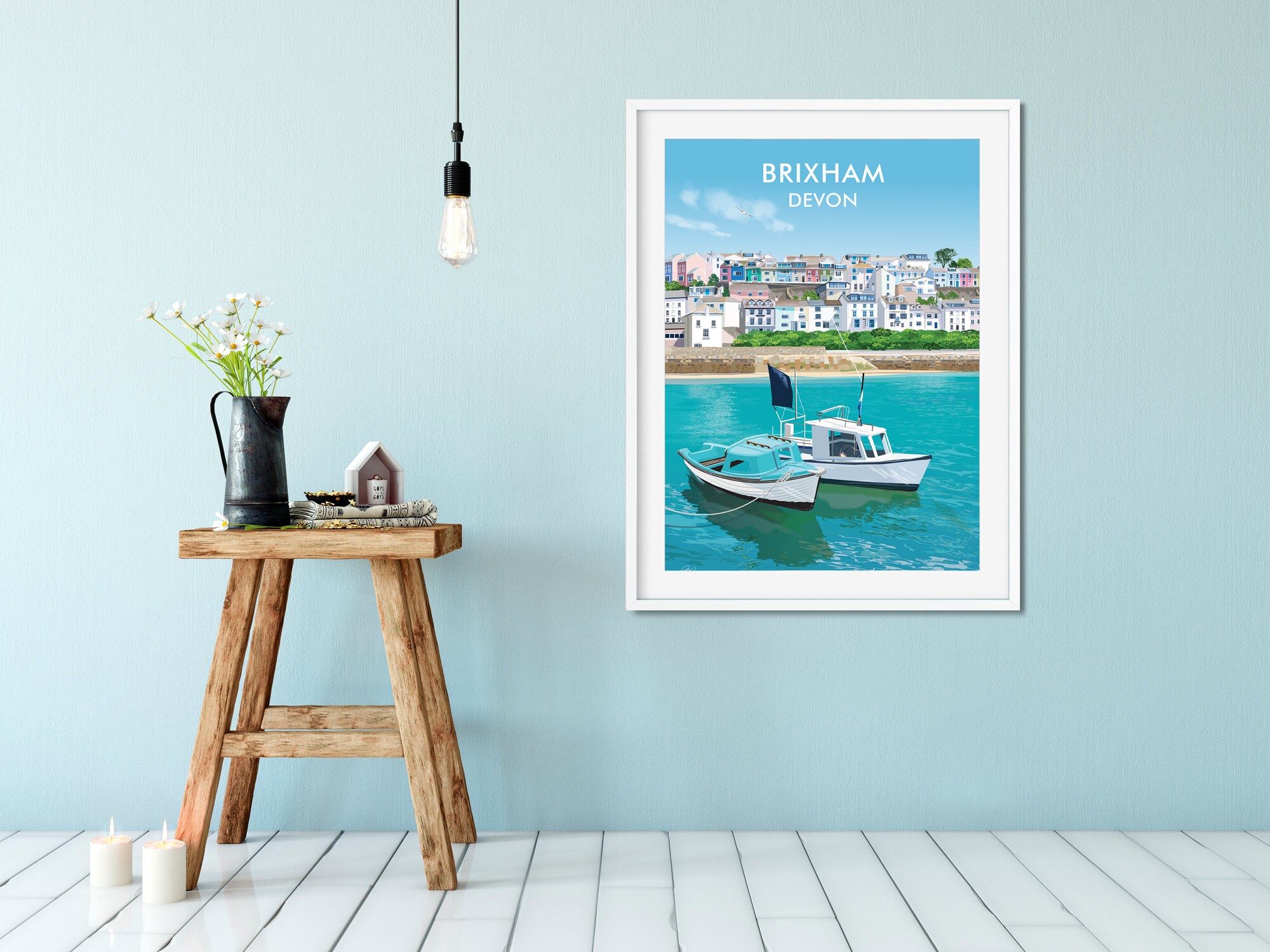 Brixham Print, Brixham Harbour Poster, Devon Travel Prints. SIGNED ...