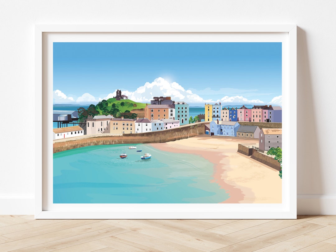 Tenby Harbour Print, Tenby Pembrokeshire Travel Poster/print, Tenby ...