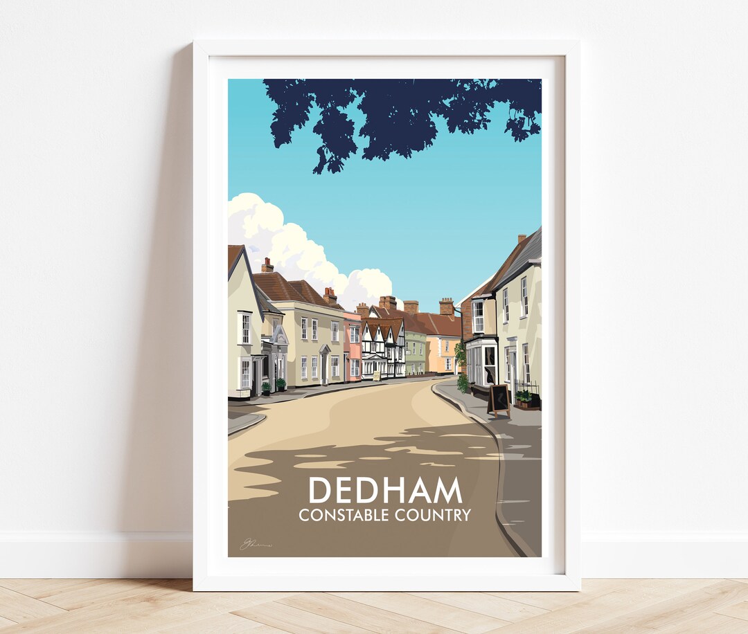 Dedham High Street Art Print: Signed Essex Travel Poster - Etsy