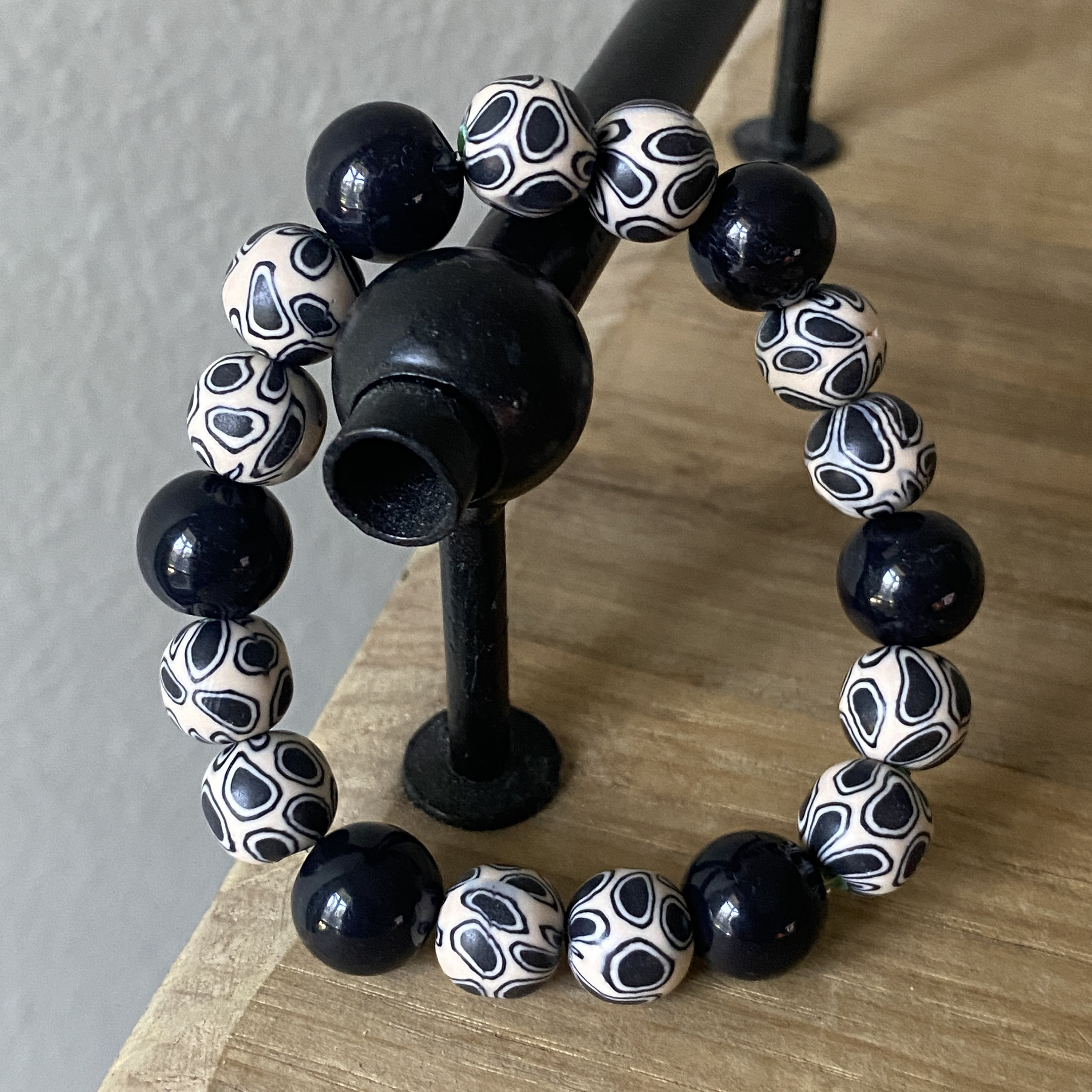 Modern Black and White Bracelet, a Stretchy Handmade Bracelet - Etsy