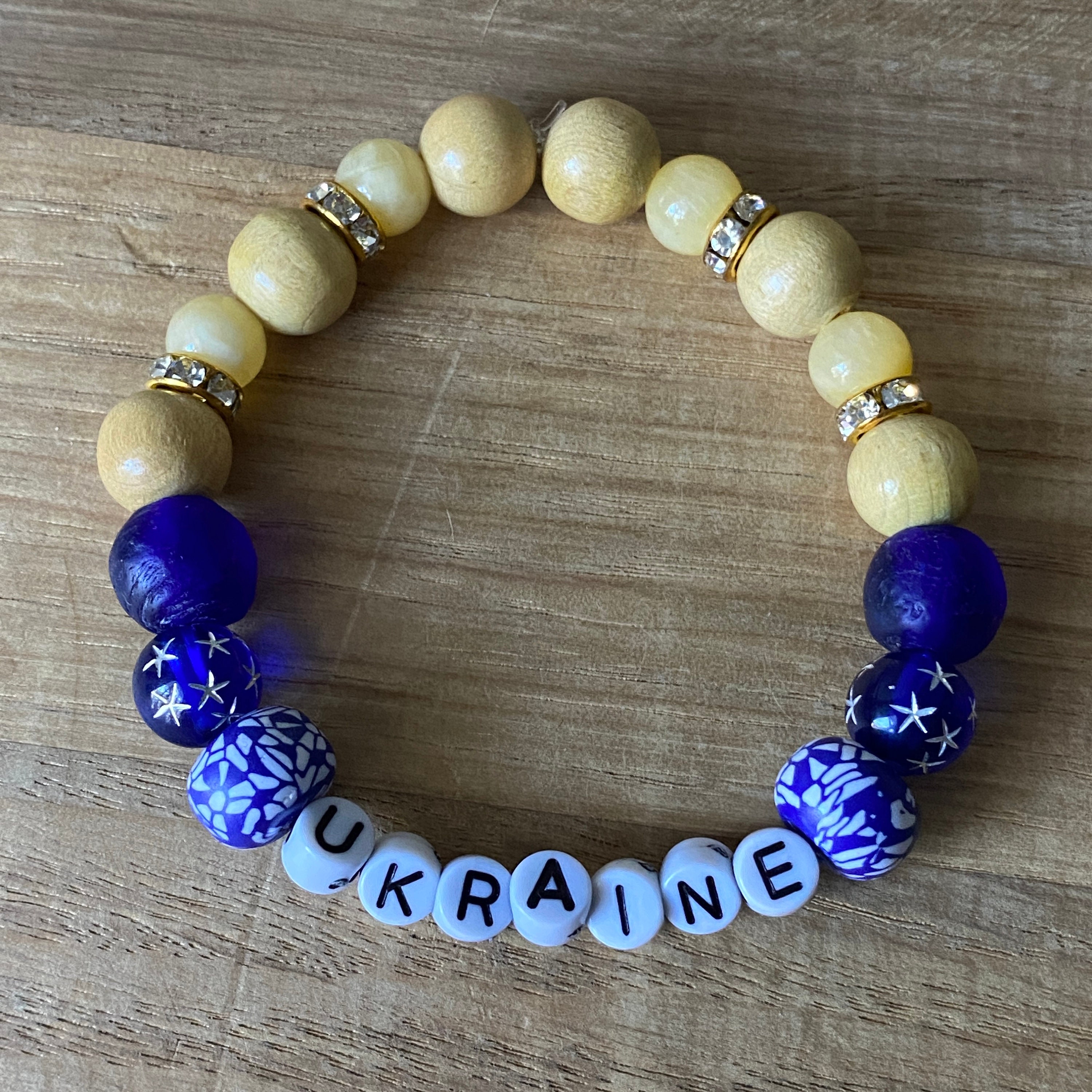 Ukraine Blue and Yellow Bracelet, a Stretchy Handmade Bracelet - Etsy