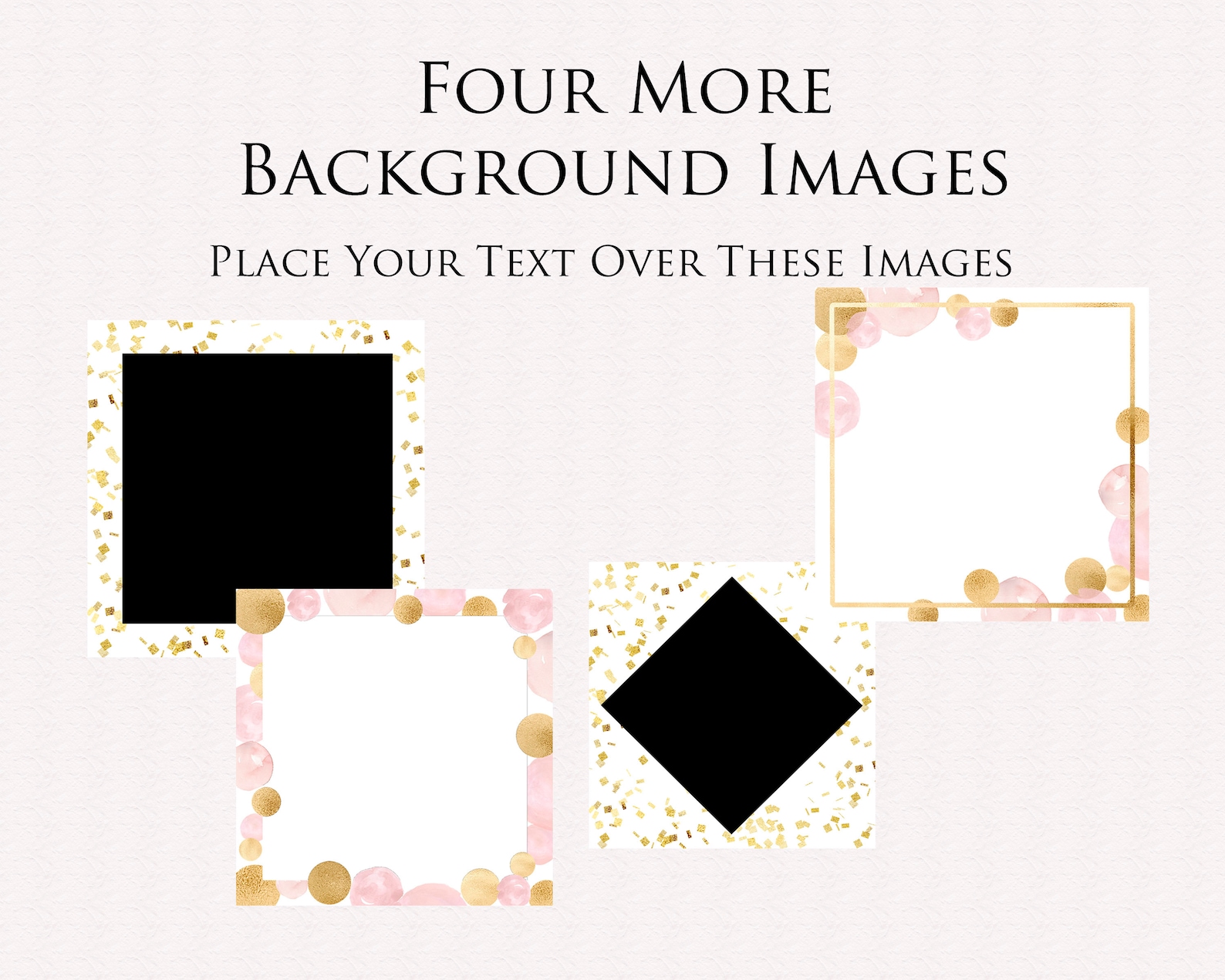 Square Blush and Gold Frames & Backgrounds, Set of 18 Pink Blush and ...