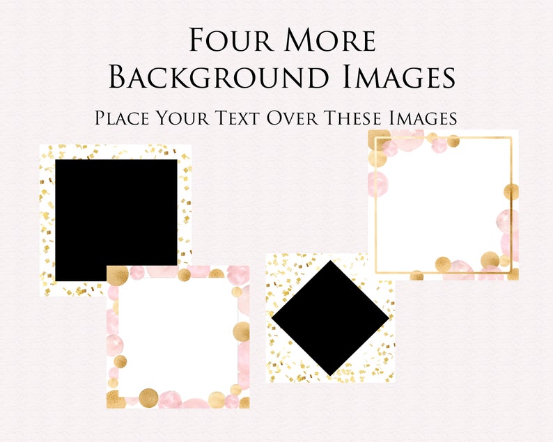 Square Blush and Gold Frames & Backgrounds Set of 18 Pink | Etsy