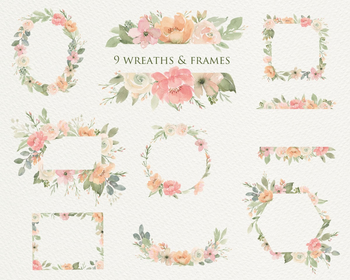 Floral Wreaths & Frames in Soft Pink Coral and Cream Flowers | Etsy