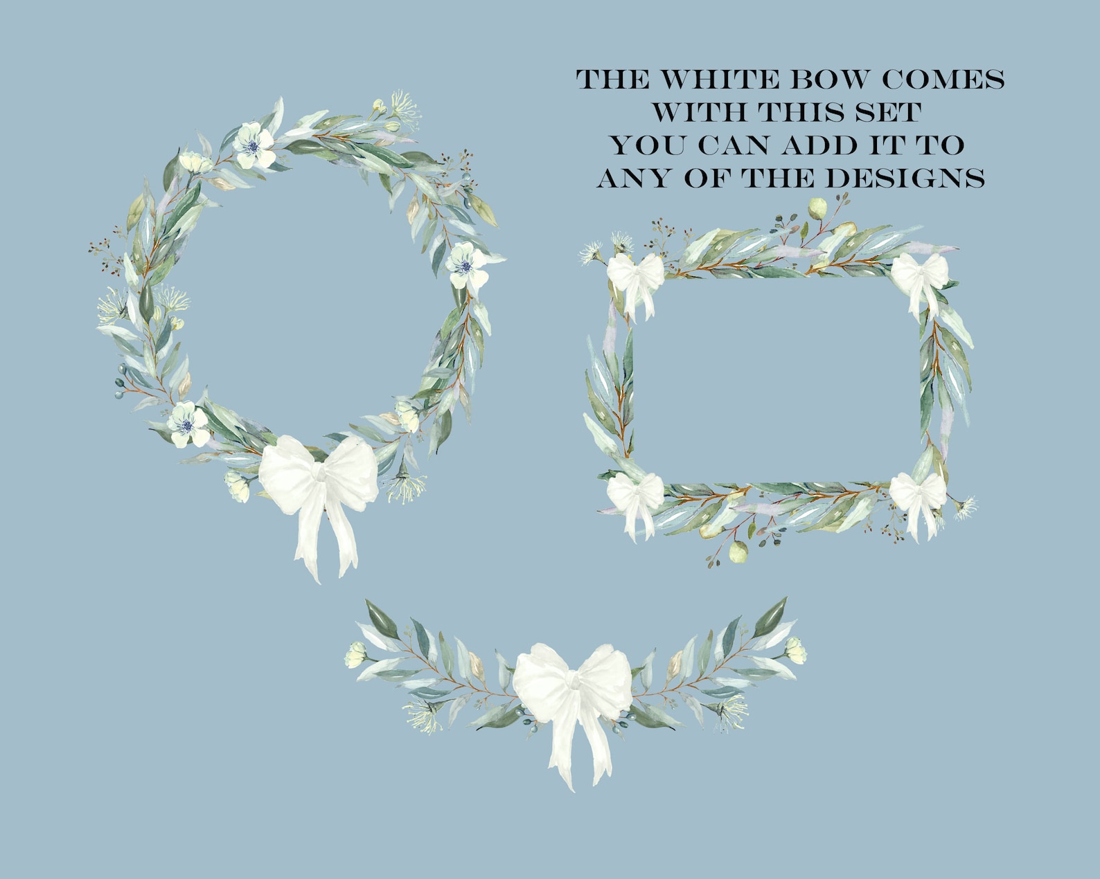 Eucalyptus Frames and Wreaths Greenery Wreath Clipart | Etsy