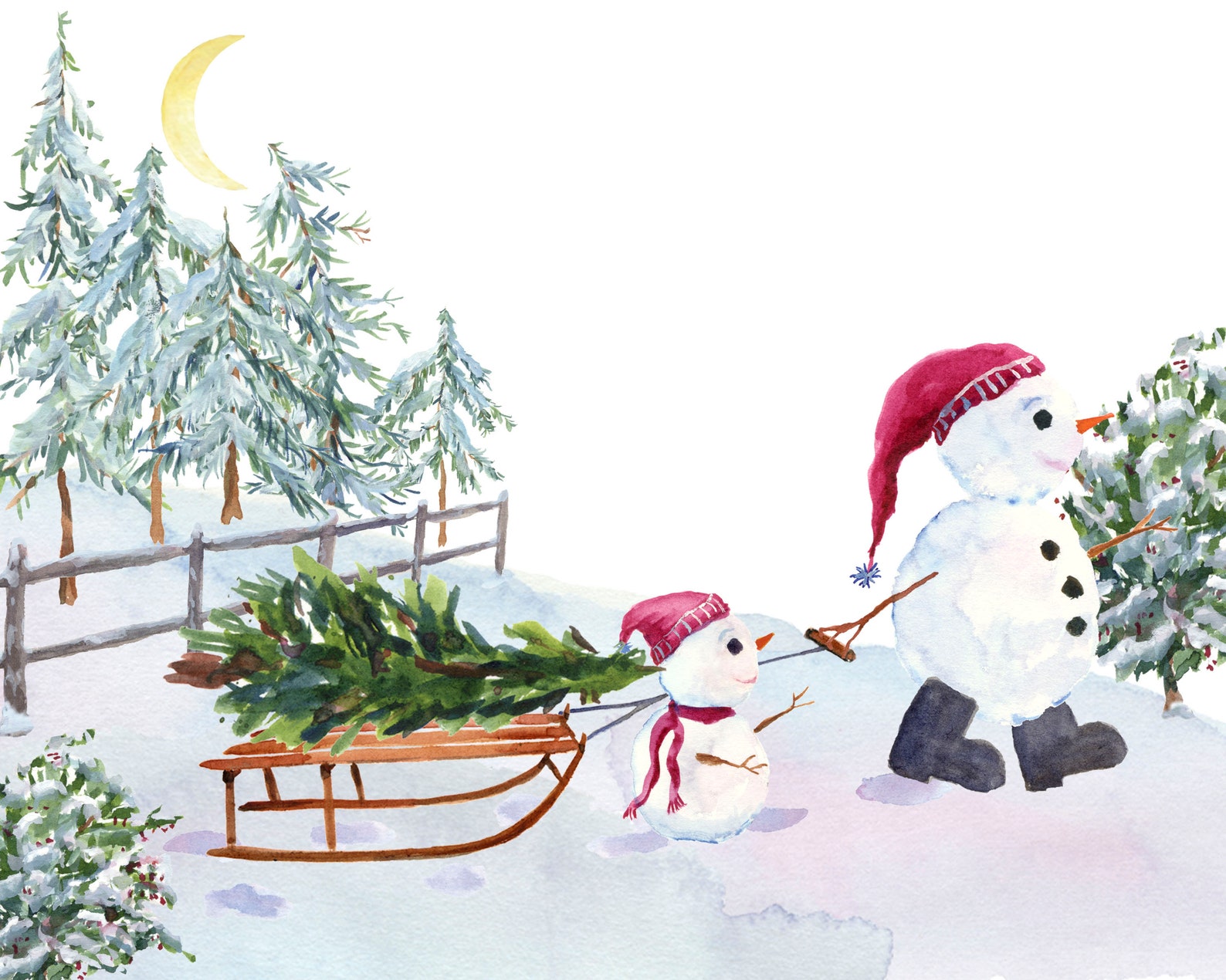 Snowman Fun Kit, Includes Individual Elements: Snowmen, Vintage Sled ...