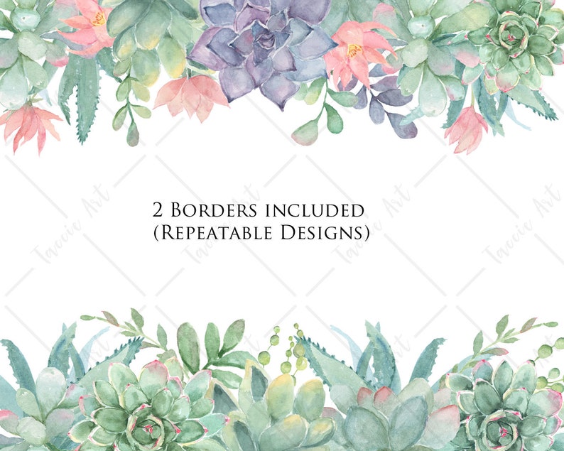 Watercolor Succulents Succulent Wreath Succulents Borders - Etsy